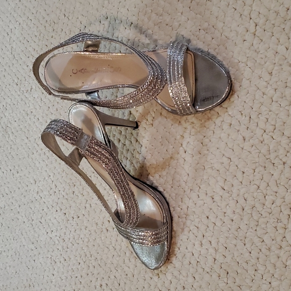 Caparros | Shoes | Caparros Silver Embellished Heels Size 85 | Poshmark